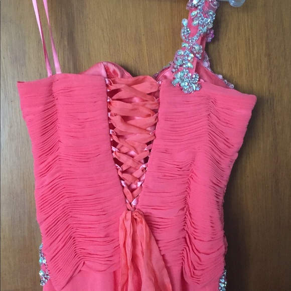 Aria Bridal | Dresses | Custom Coral One Shoulder Prom Dress | Poshmark